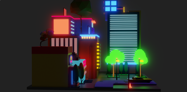 Neon city 3D Model in Cityscapes 3DExport