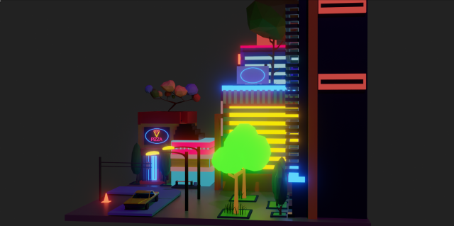Neon city 3D Model in Cityscapes 3DExport