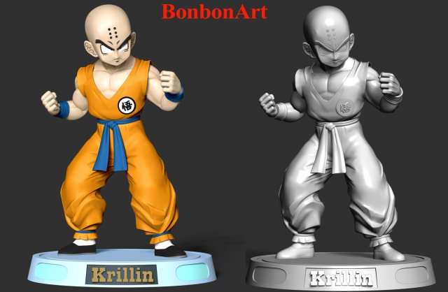 Krillin - Dragon Ball Fanart Free 3D Print Model in Figurines 3DExport