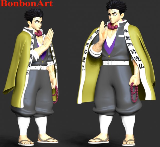 Gyomei Himejima - Demon Slayer Modèles 3D en vedette in Figurines 3DExport