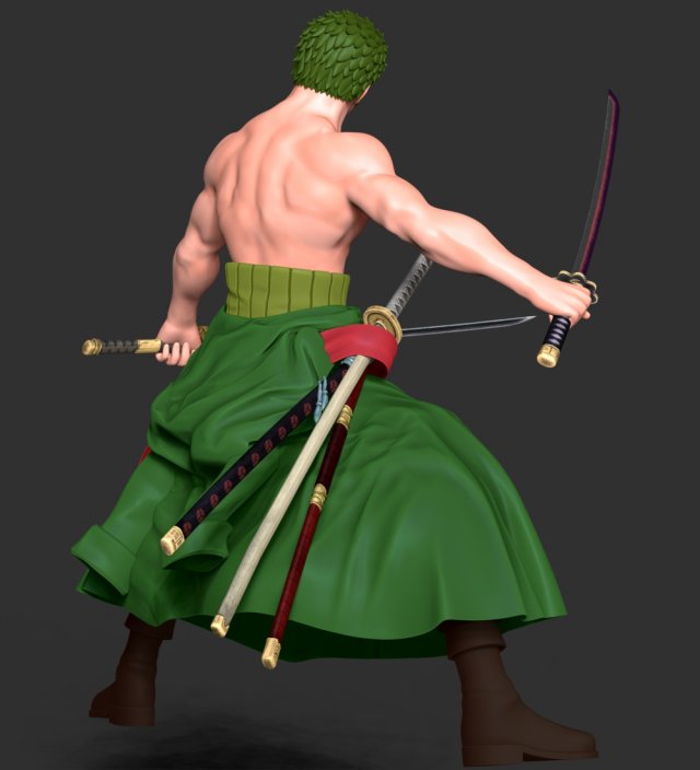 Roronoa Zoro Fanart Model Cetak 3D in Patung-patung 3DExport