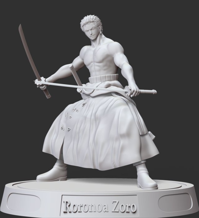 Roronoa Zoro Fanart Model Cetak 3D in Patung-patung 3DExport
