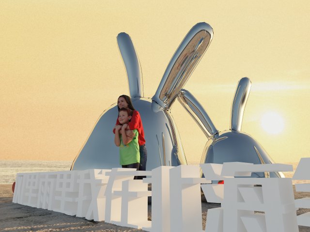 Online celebrity check-in points landscape art installations rabbit art ...