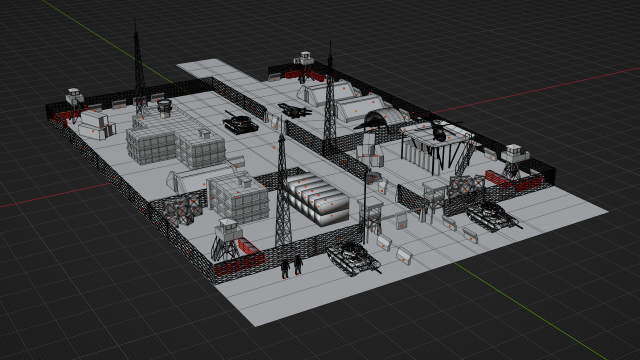 US Military Base 3D Model in Construction 3DExport