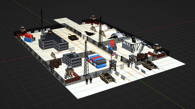 US Military Base 3D Model in Construction 3DExport