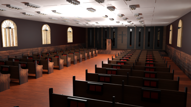 Church Interior 3D Model in Lobby 3DExport
