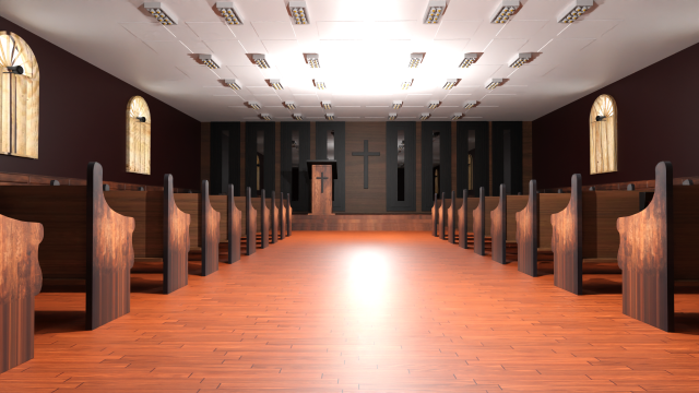 Church Interior 3D Model in Lobby 3DExport