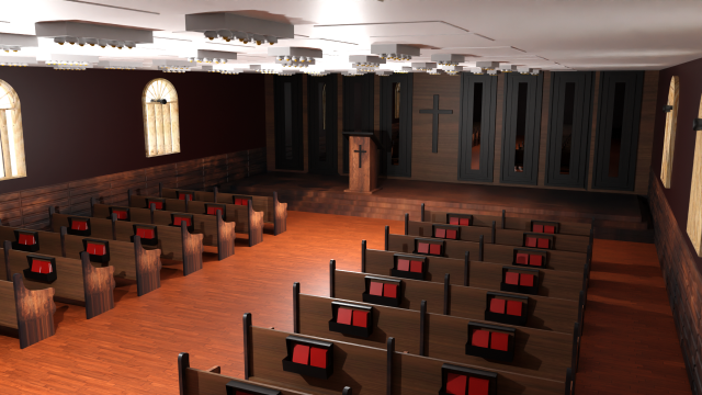 Church Interior 3D Model in Lobby 3DExport