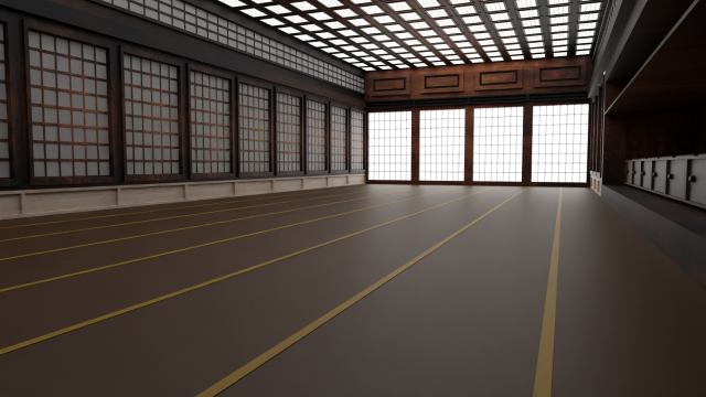 Japanese training dojo 3D Model in Living Room 3DExport