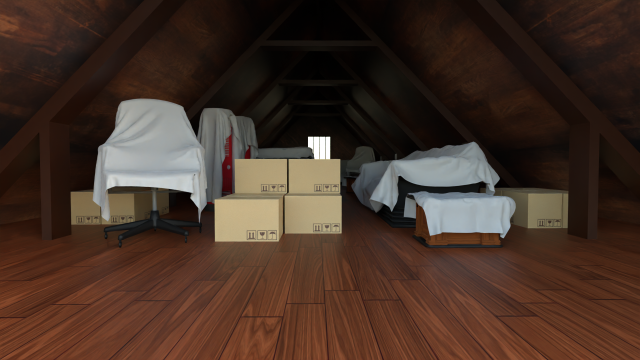 Attic Interior 3D Model in Store Spaces 3DExport