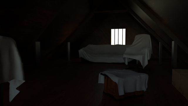 Attic Interior 3D Model in Store Spaces 3DExport