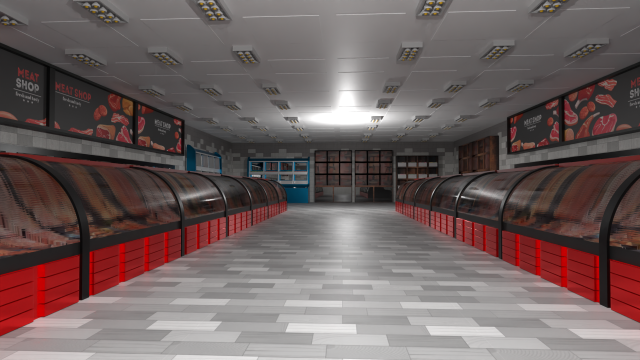Butcher Shop 3D Model in Lobby 3DExport