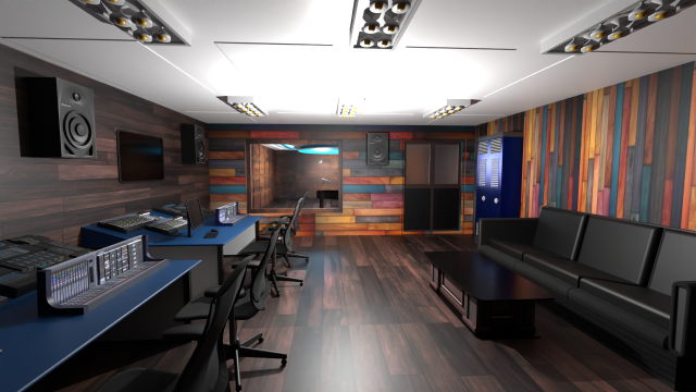 Recording Studio 3D Model in Office 3DExport