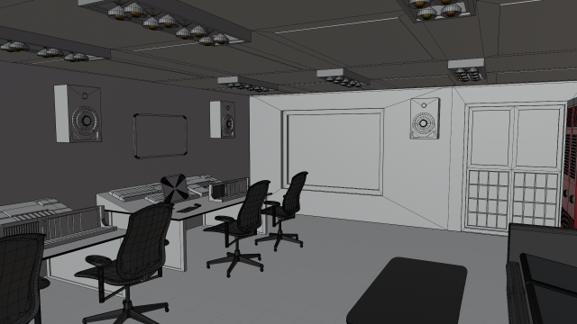 Recording Studio 3D Model in Office 3DExport