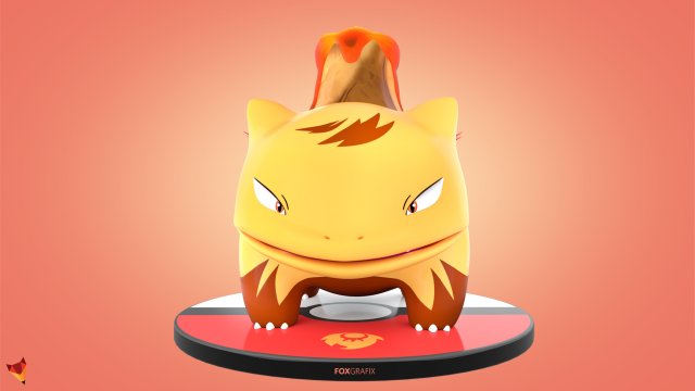 Pokemon Bulbasaur Fire Concept 3D Model in Fantasy 3DExport
