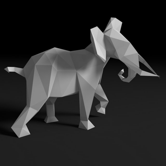 Low poly elephant 3D Print Model in Figurines 3DExport