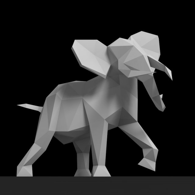 Low poly elephant 3D Print Model in Figurines 3DExport