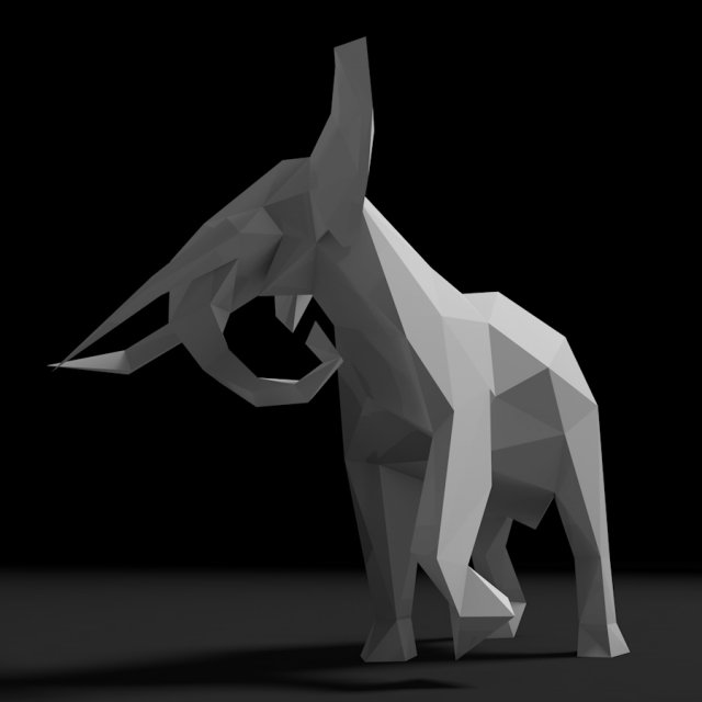 Low poly elephant 3D Print Model in Figurines 3DExport