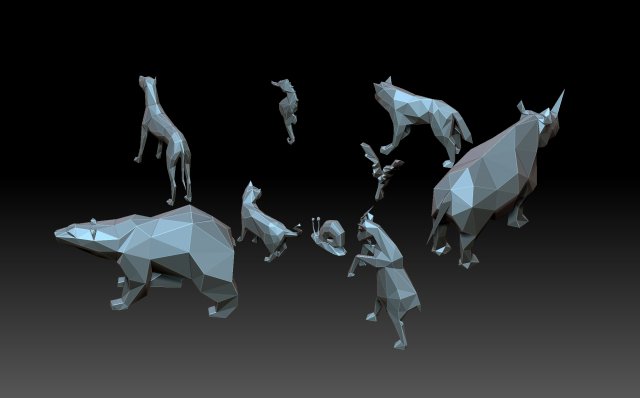 Set low poly animals collection 3D Print Model in Figurines 3DExport