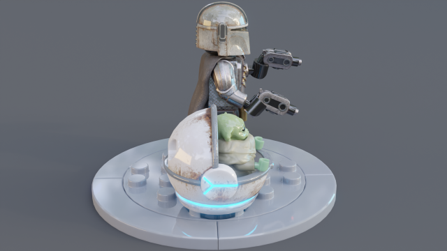 Lego Mandalorian and Grogu 3D Model in Fantasy 3DExport