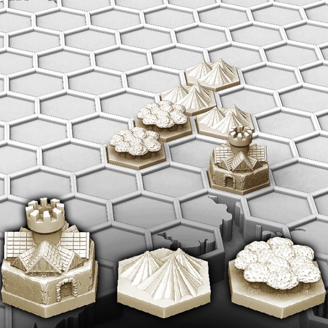 Hexagonal Base Game Pieces 3D Print Model in Game Accessories 3DExport