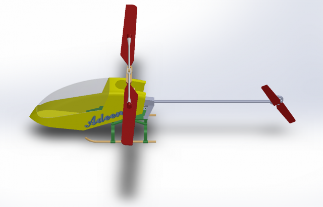 Remote Control RC helicopter Solidworks 3D Model in Helicopter 3DExport