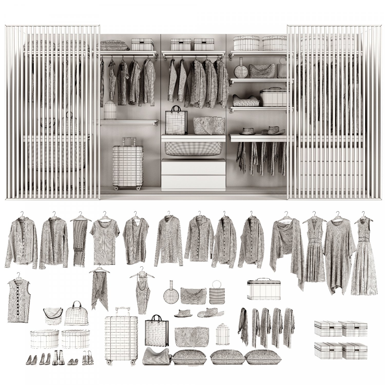 Wardrobe 3D Models in Set 3DExport