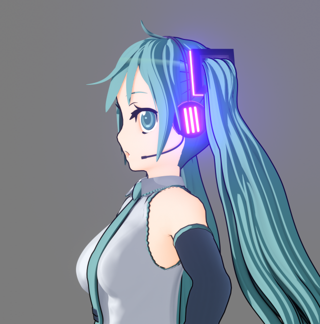 Hatsune Miku vocaloid 3D Model in Cartoon 3DExport