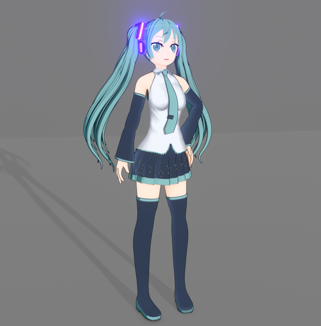 Hatsune Miku vocaloid 3D Model in Cartoon 3DExport