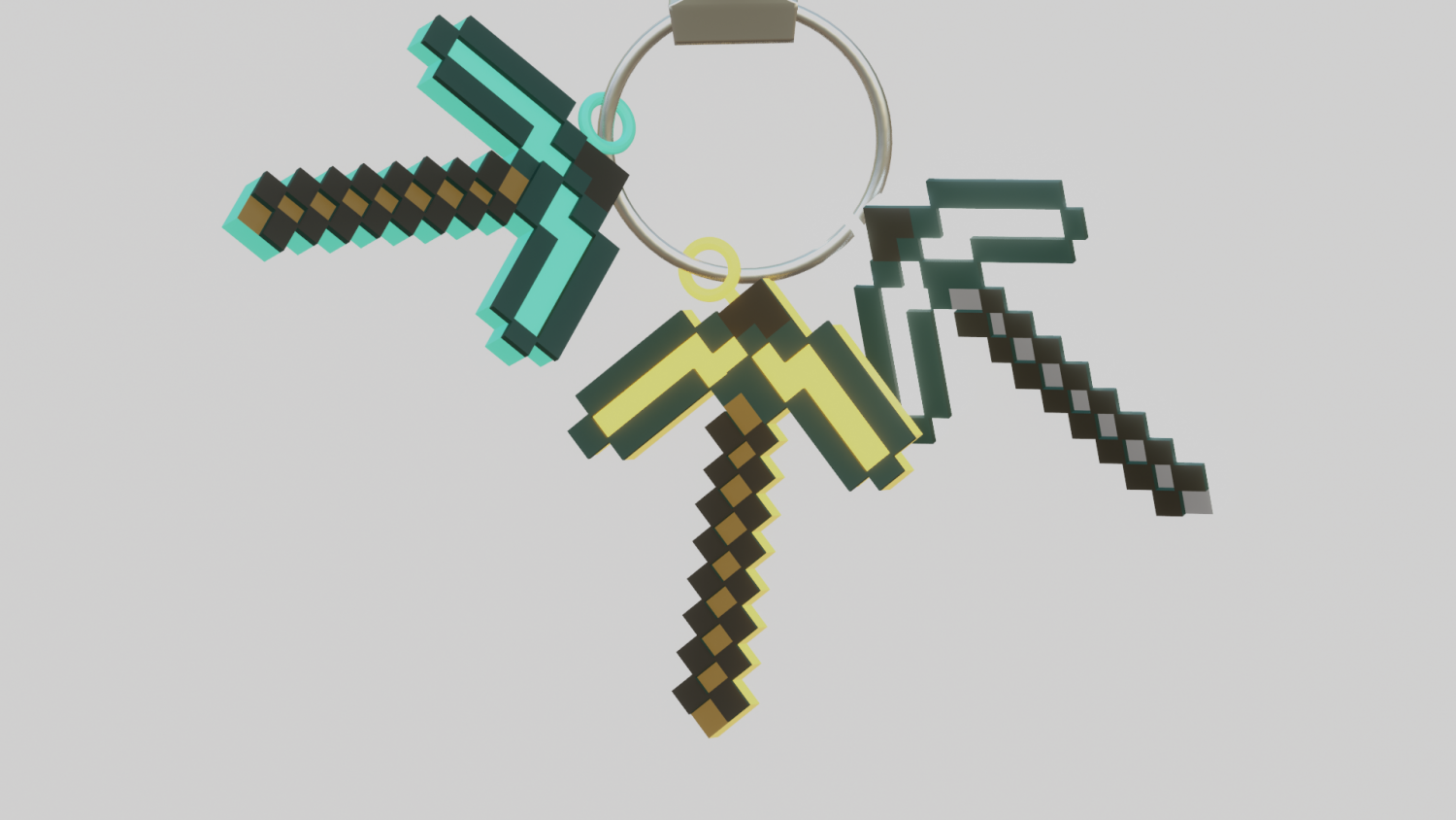 A Minecraft pickaxe for your keychain 3D Print Model in Keychains 3DExport