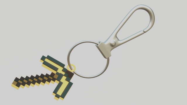 A Minecraft pickaxe for your keychain 3D Print Model in Keychains 3DExport