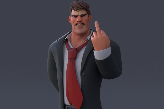Boss Rig 3D Model in Cartoon 3DExport