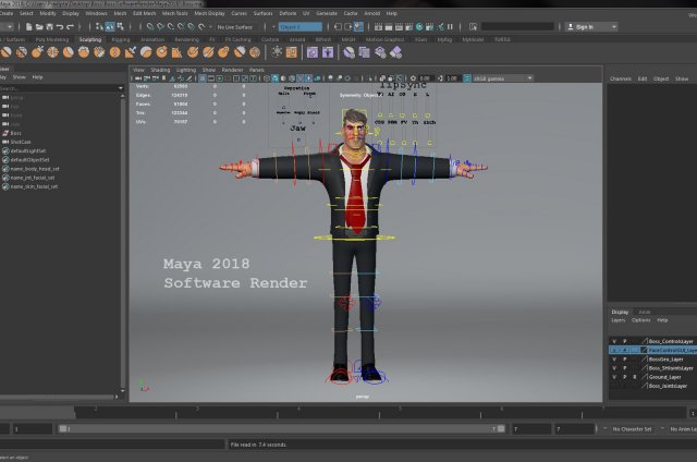 Boss Rig 3D Model in Cartoon 3DExport