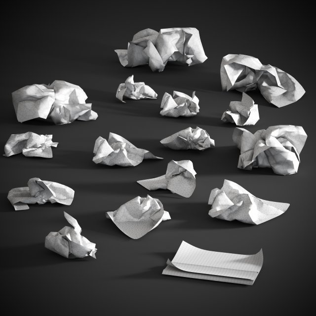 Crumpled paper 3D Model in Other 3DExport