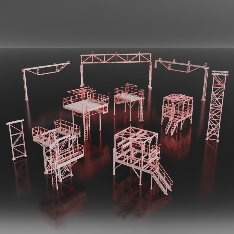 Metal structures 3D Model in Buildings 3DExport