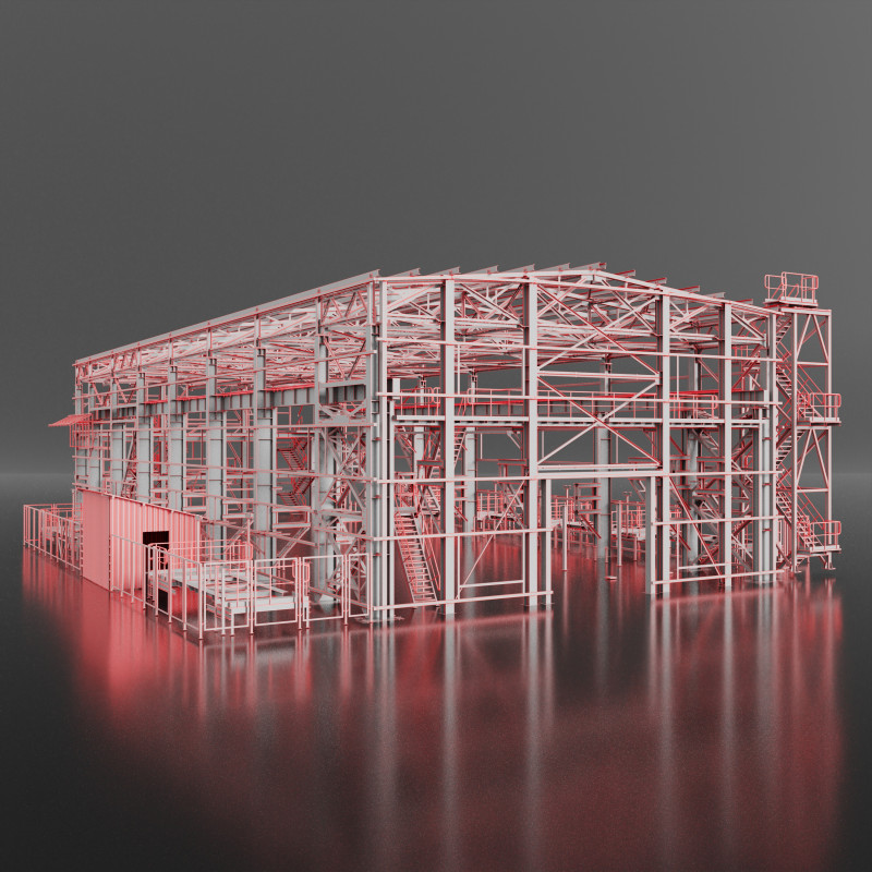 Industrial Metal building 3D Model in Buildings 3DExport