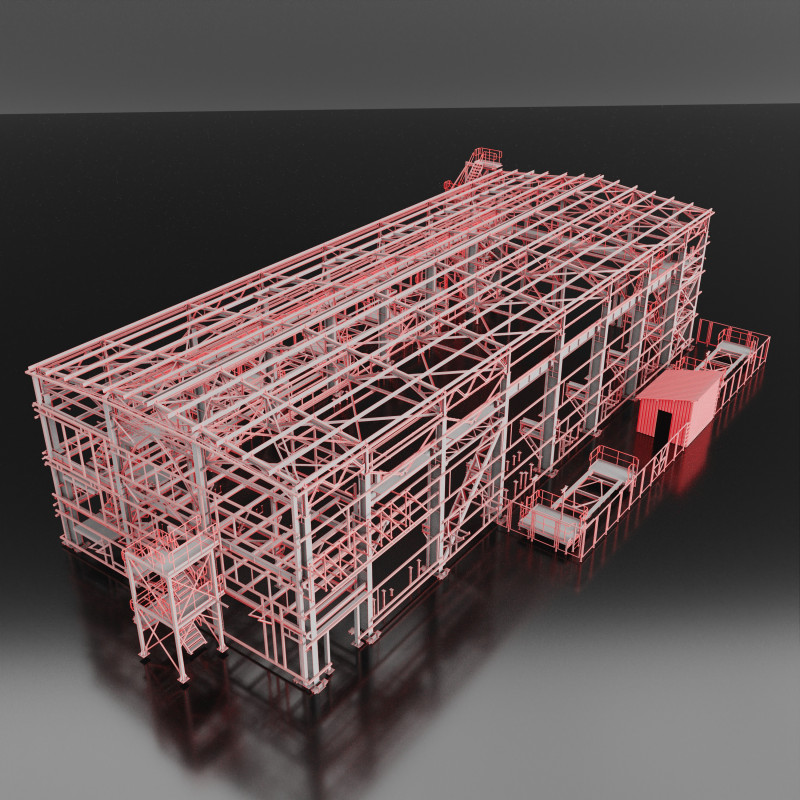 Industrial Metal building 3D Model in Buildings 3DExport