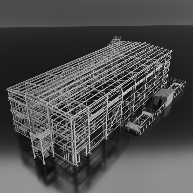 Industrial Metal building 3D Model in Buildings 3DExport