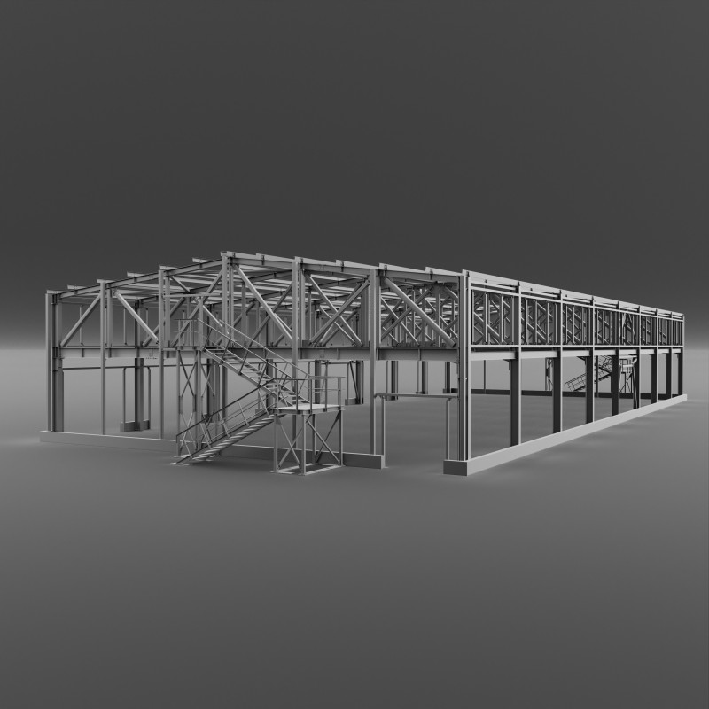 Industrial Metal Building 3D Model in Buildings 3DExport