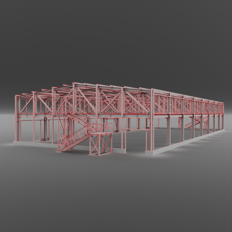 Industrial Metal Building 3D Model in Buildings 3DExport