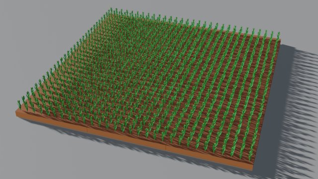 Corn field isometric 3D Model in Small Plants 3DExport