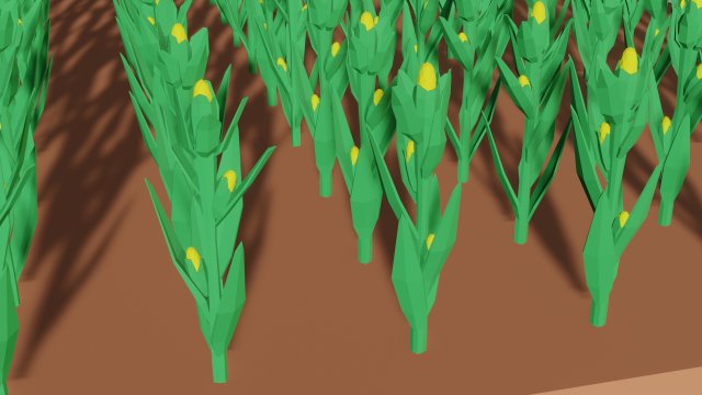 Corn field isometric 3D Model in Small Plants 3DExport