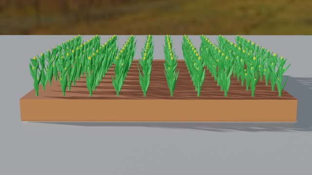 Corn field isometric 3D Model in Small Plants 3DExport