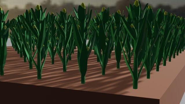 Corn field isometric 3D Model in Small Plants 3DExport