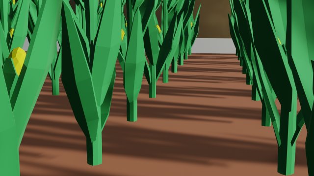 Corn field isometric 3D Model in Small Plants 3DExport
