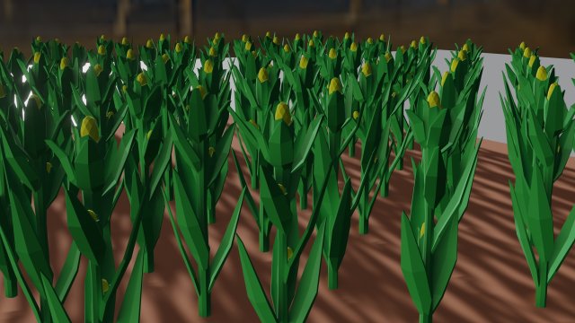 Corn field isometric 3D Model in Small Plants 3DExport