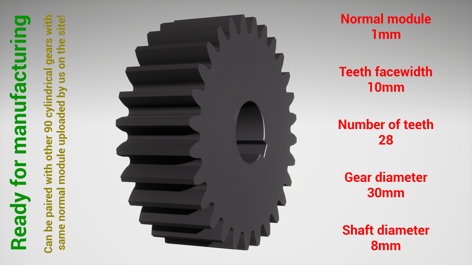 Cylindrical gear - paired - z28 m1 D30 d8 3D Print Models in ...