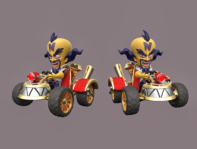 Dr Neo Cortex and Team Cortex Kart 3D Model in Cartoon 3DExport