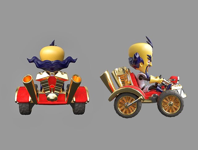 Dr Neo Cortex and Team Cortex Kart 3D Model in Cartoon 3DExport