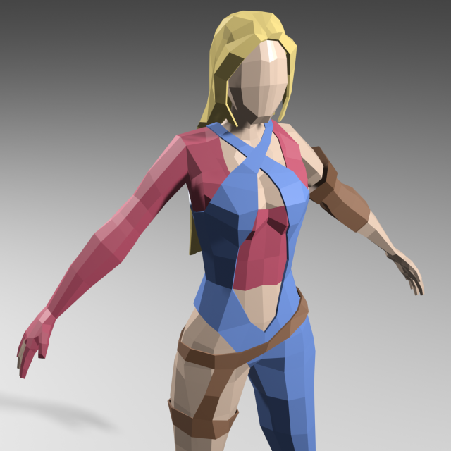 3D Low poly Scout RPG 3D Model in Woman 3DExport